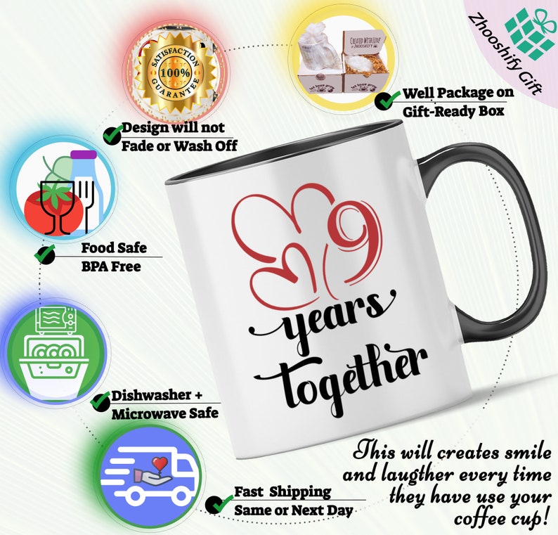 Anniversary Gift 9 Years Together Couple Mug 9th Wedding | Etsy