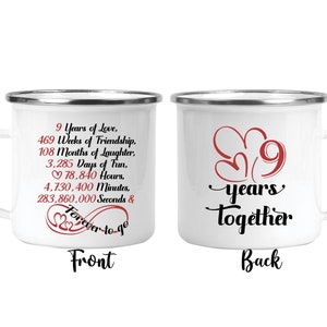 Anniversary Gift 9 Years Together Couple Mug, 9th Wedding Anniversary ...