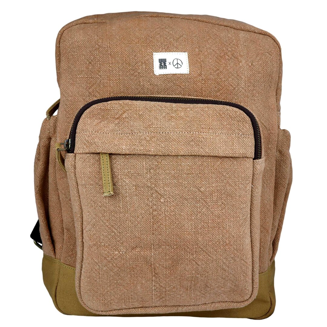 Large Backpack Brown Bag Washed Jute Hiking Backpack - Etsy