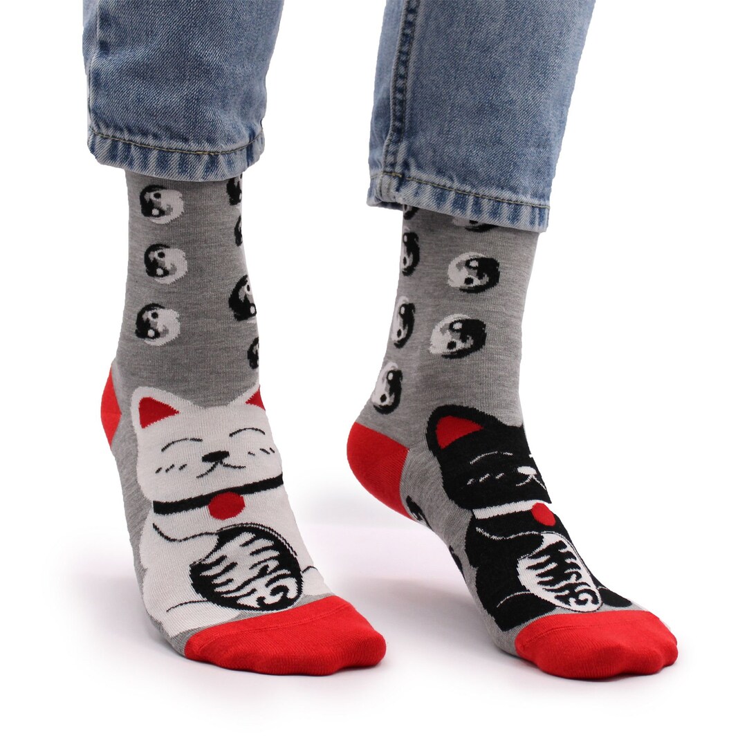 Socks Stockings Maneki Neko Waving Cat Lucky Cat - Etsy
