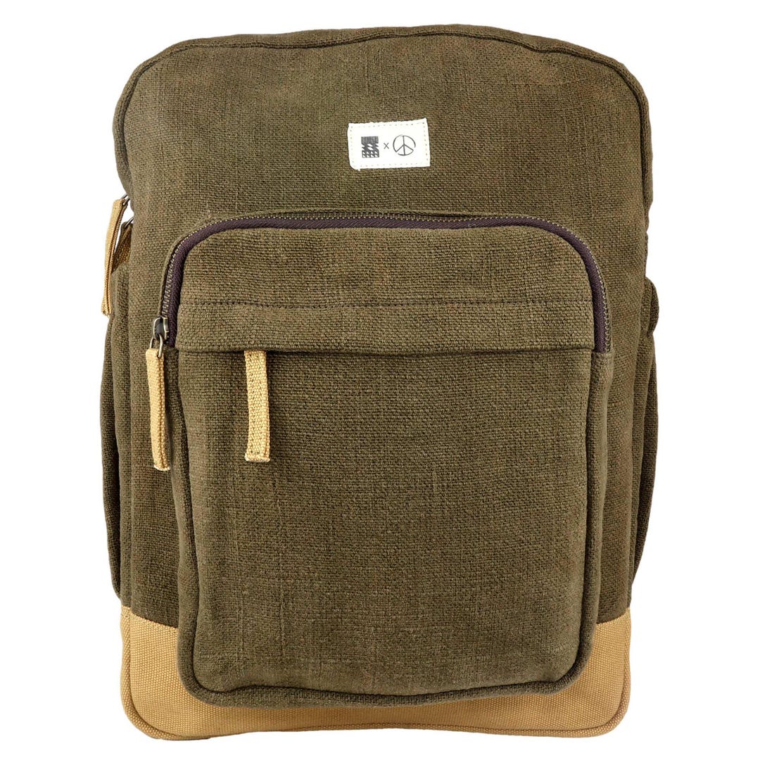 Large Backpack Green-olive Green Bag Washed Jute Hiking Backpack - Etsy