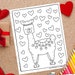 Llama Valentine's Day Coloring Page for Kids and Adults | Hand Drawn ...