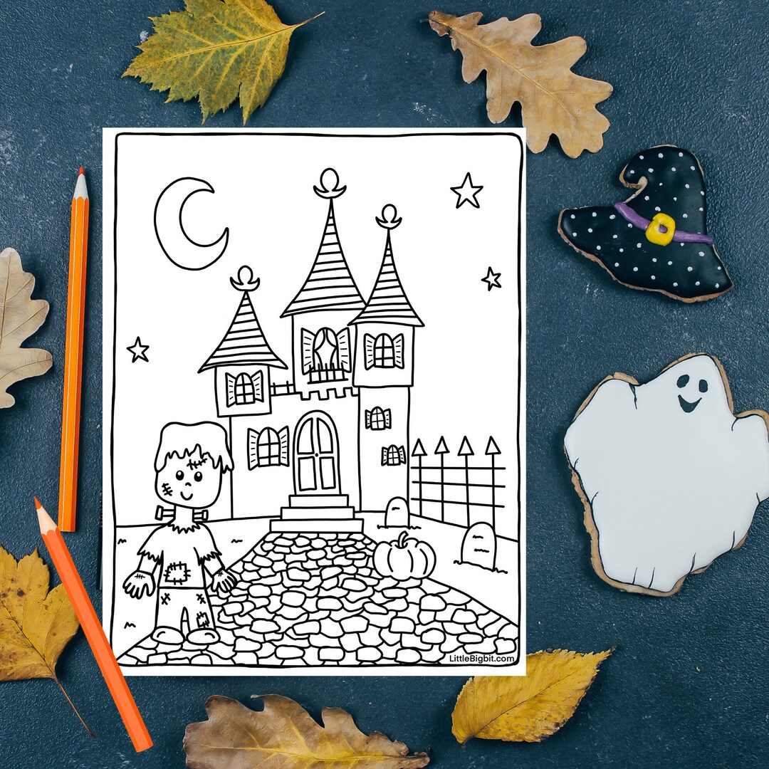Halloween Coloring Page | Hand Drawn Printable Page - Etsy