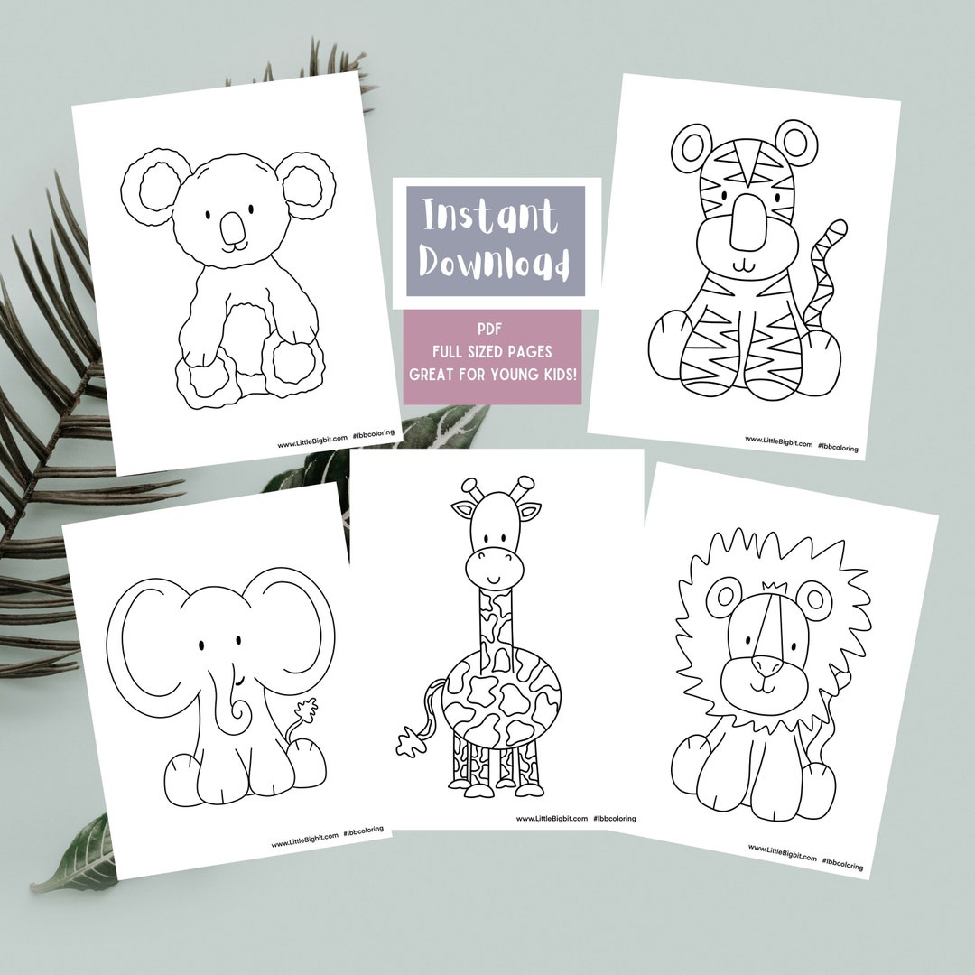 Animal Coloring Pages | Printable Coloring Sheets | 5 Hand Drawn Safari ...