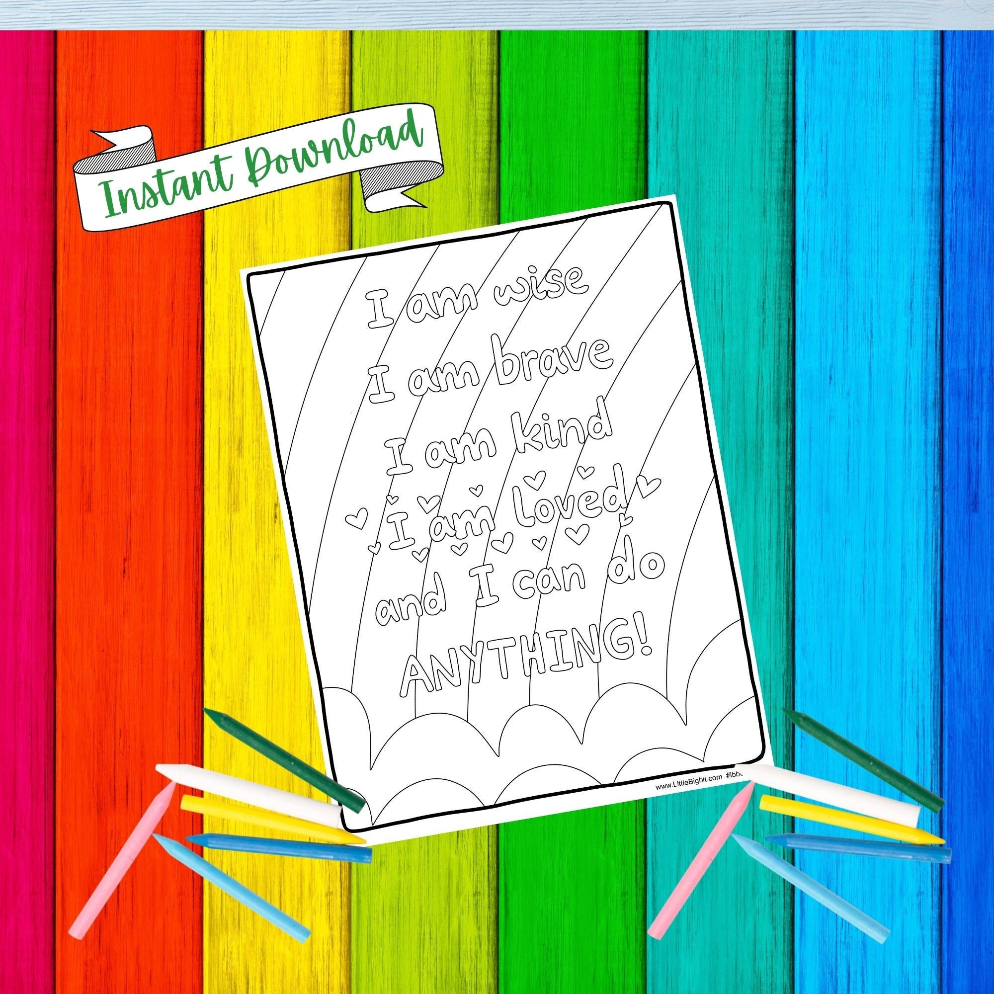 Affirmations Positive Coloring Page for Kids and Adults | Hand Drawn ...