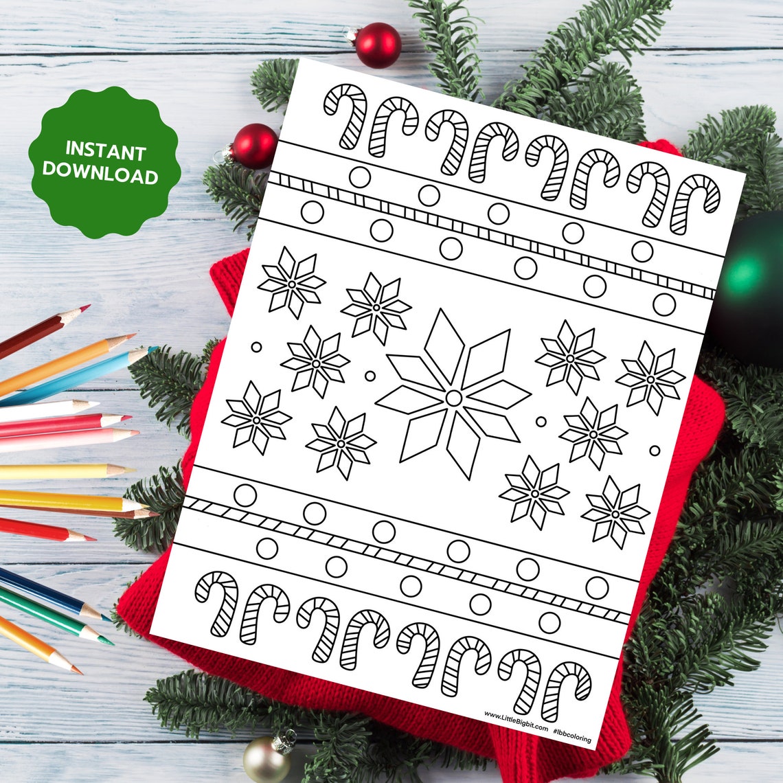 Printable Christmas Coloring Page Holiday Coloring Page Hand Drawn ...