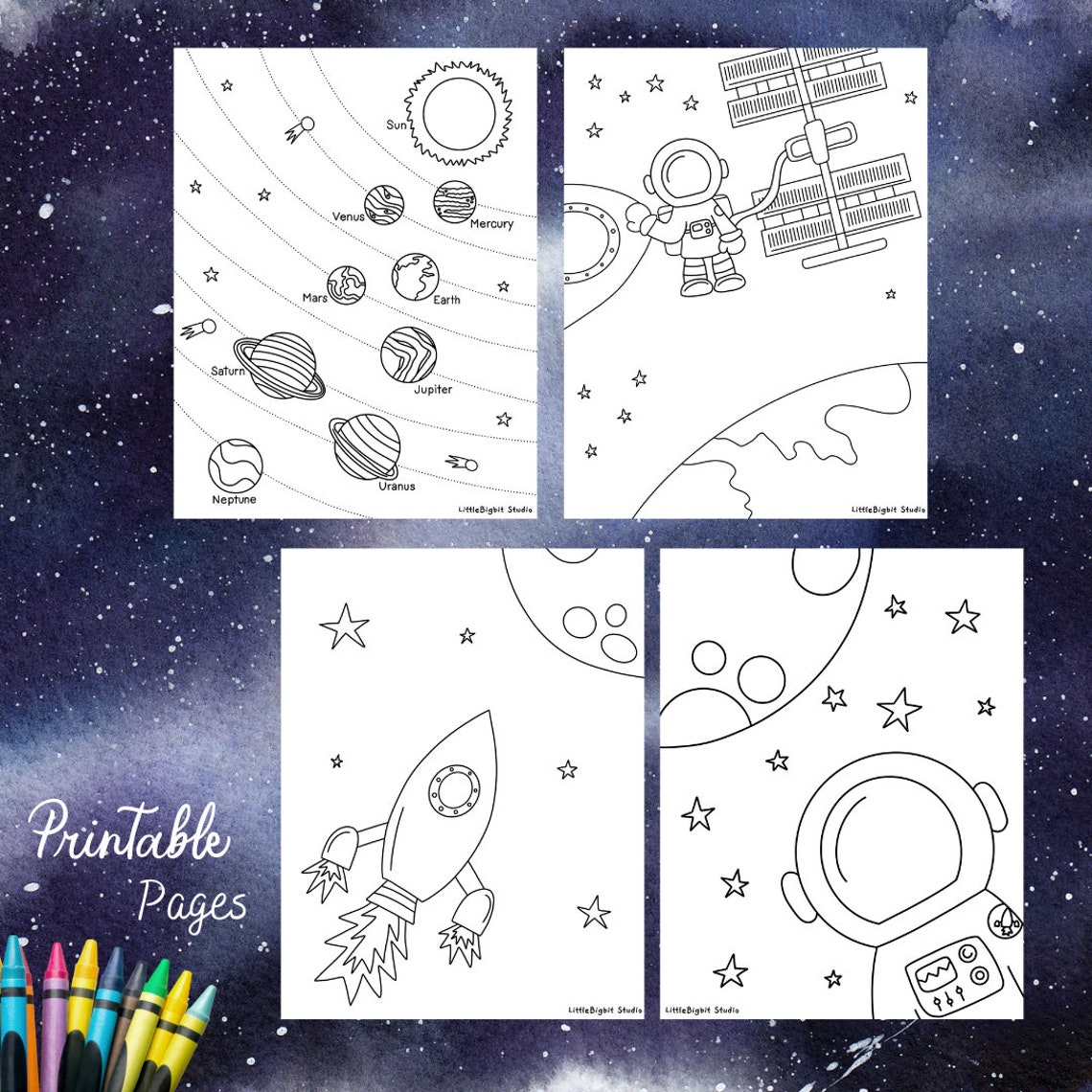 Space Universe Coloring Pages | Printable Coloring Sheets | 12 Hand ...