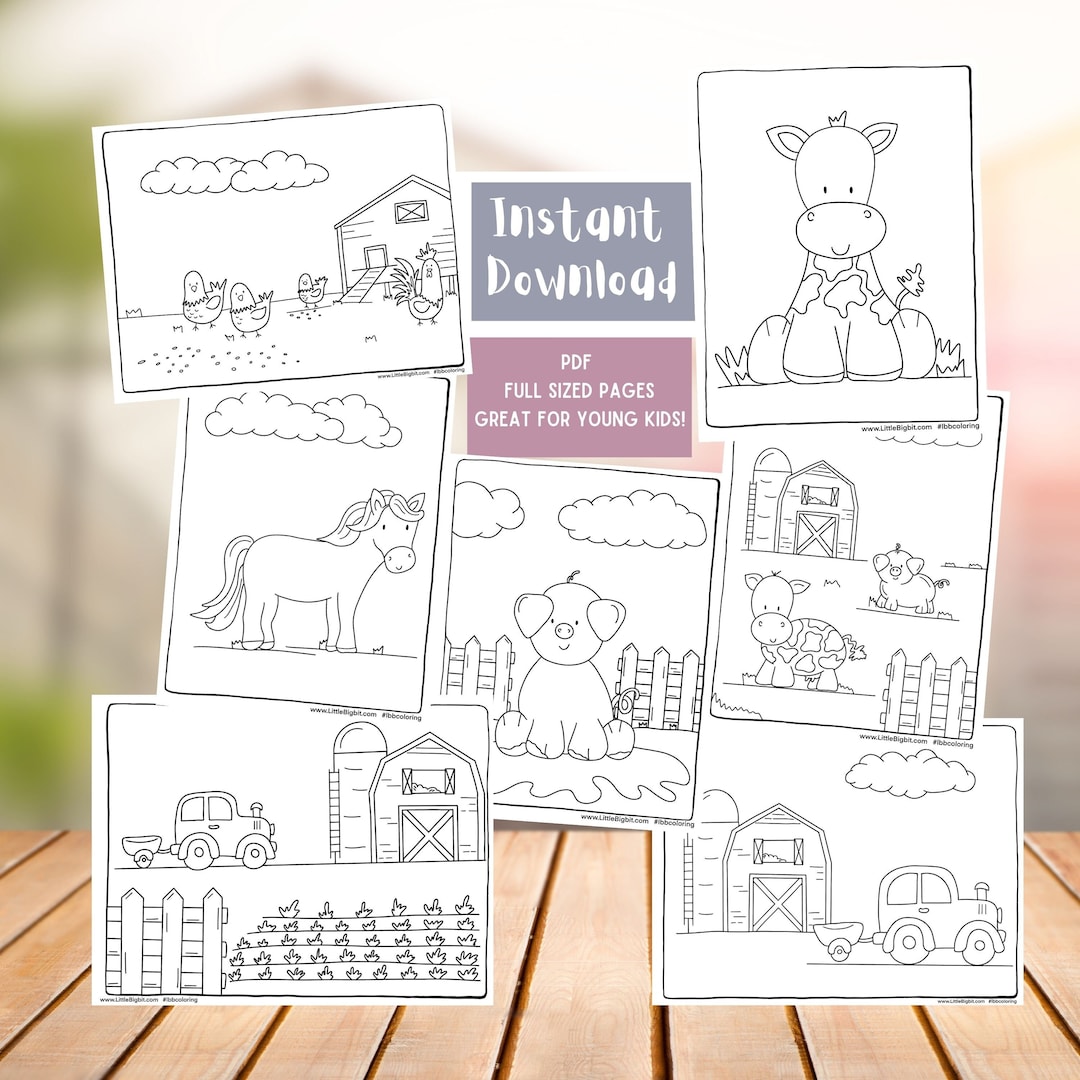 Farm Coloring Pages | Printable Coloring Sheets | 7 Hand Drawn Farm ...