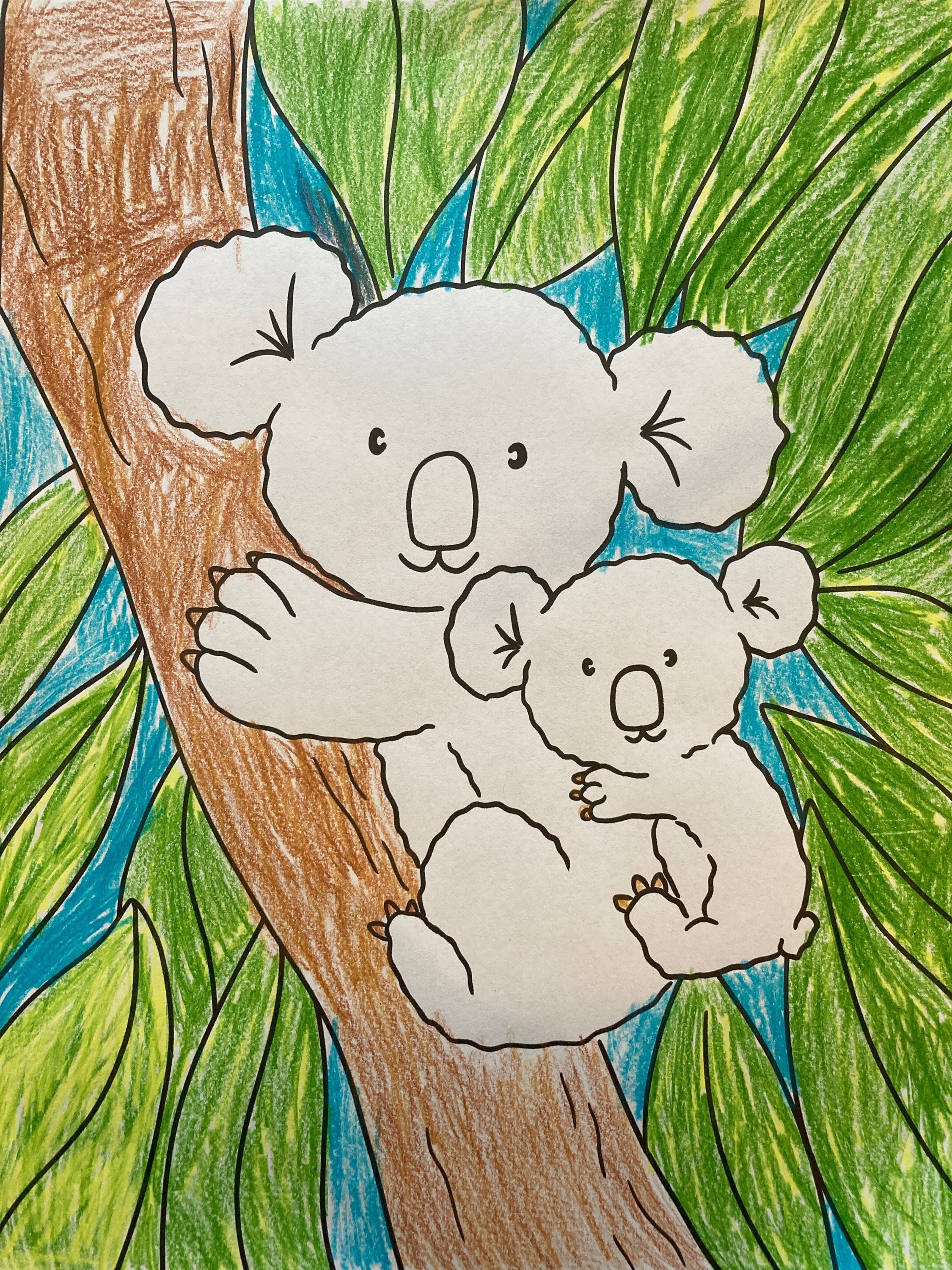 Koala Coloring Page for Kids | Hand Drawn Printable Page | Homeschool ...