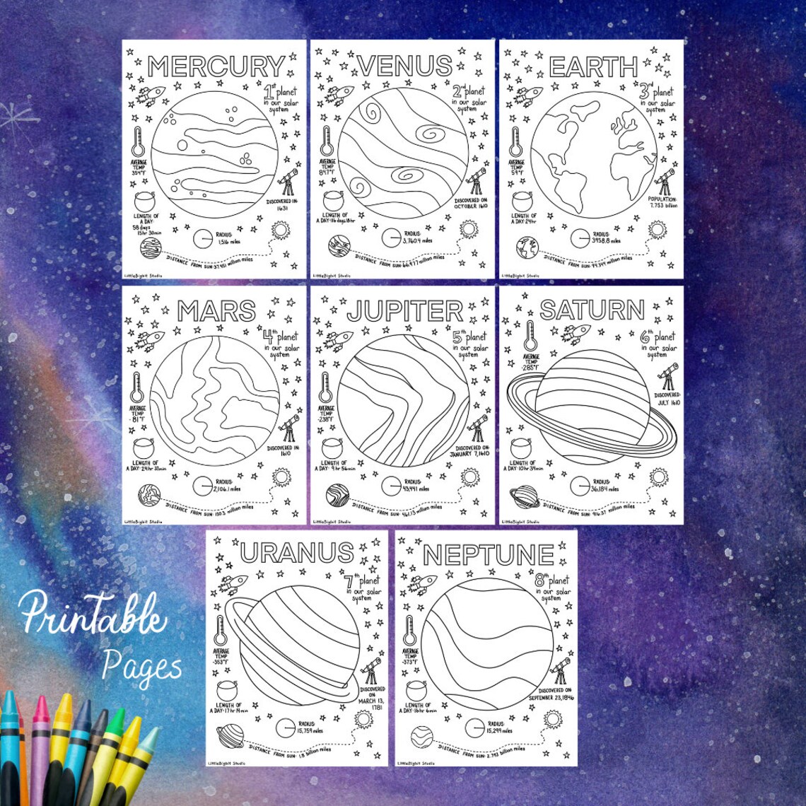 Space Universe Coloring Pages | Printable Coloring Sheets | 12 Hand ...