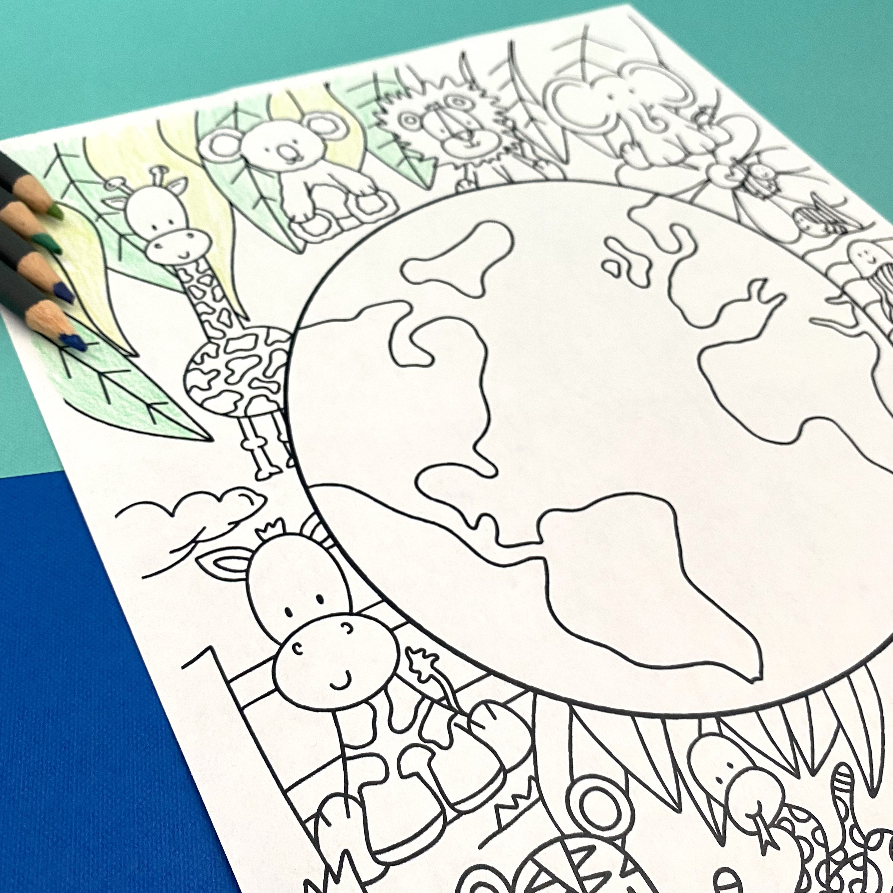 Hand Drawn Printable Coloring Page | Animal World Coloring Page for ...