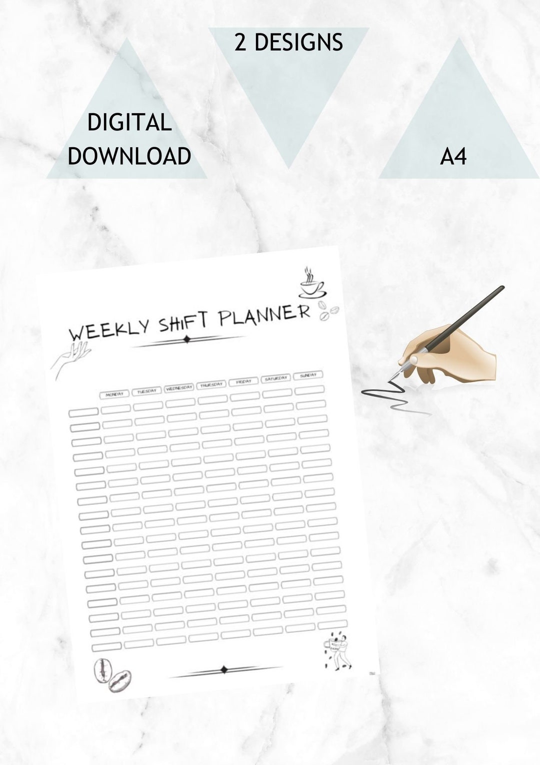 Weekly Shift Planner for Staff,waiter and Waitress Time Schedule ...