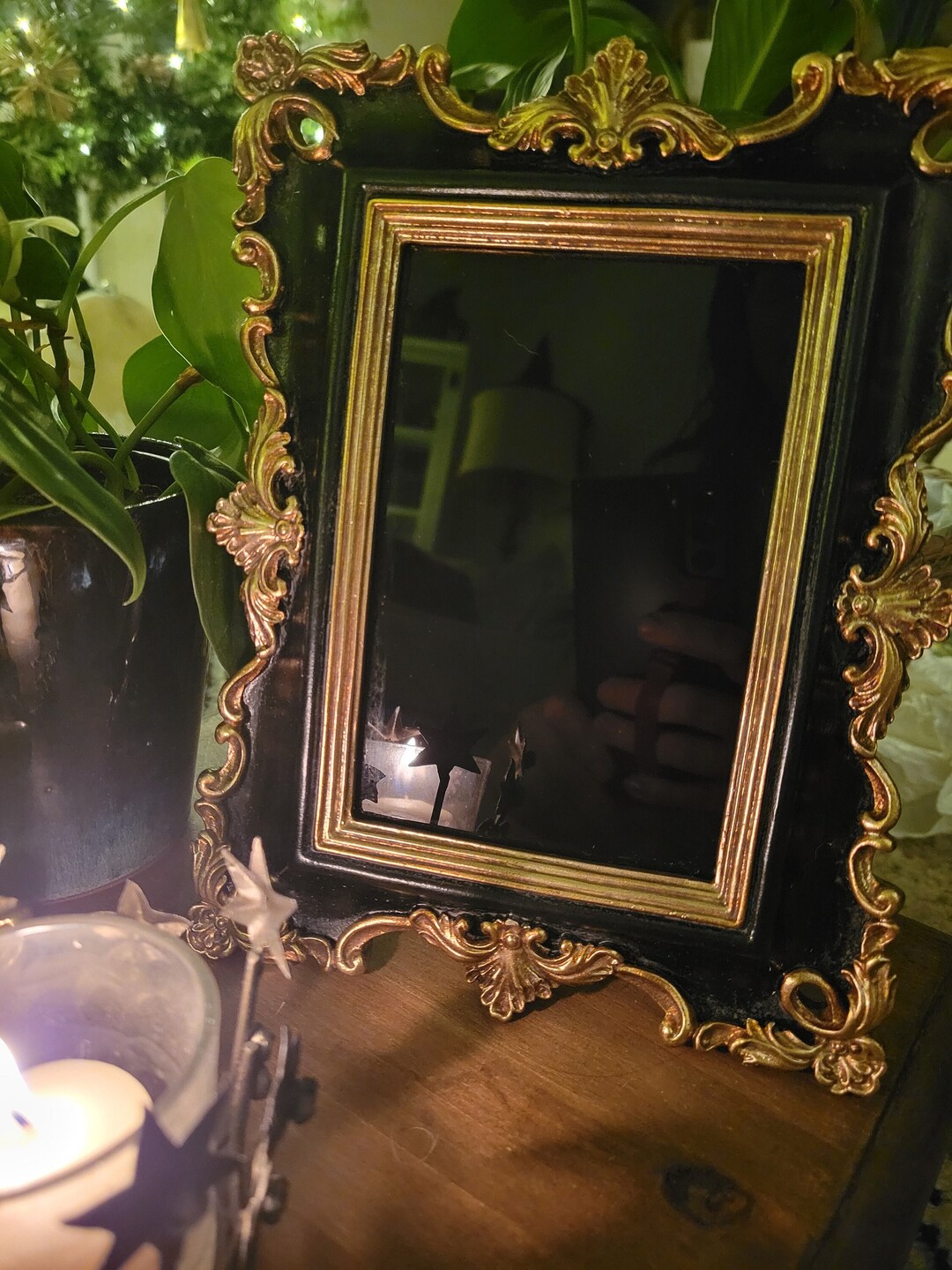 4x6 Victorian Black and Gold Gilded Scrying Mirror - Etsy