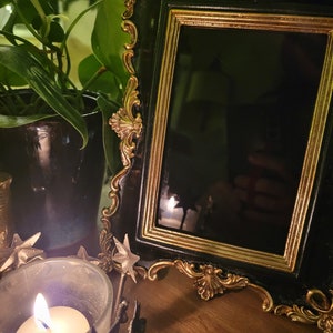 4x6 Victorian Black and Gold Gilded Scrying Mirror - Etsy