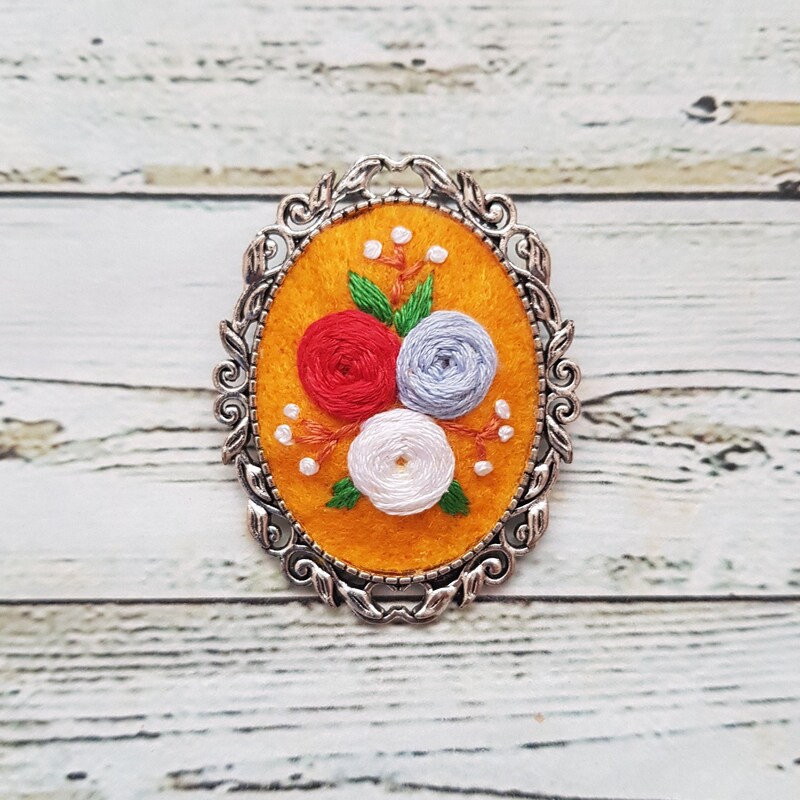 Orange Brooches - Etsy UK