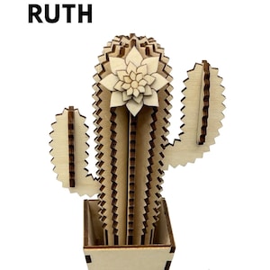 Laser Cut Wooden Cactus | Ruth - Etsy