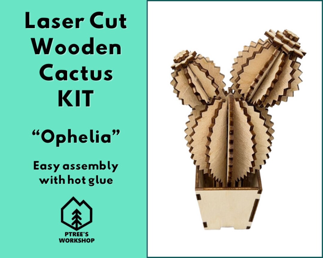 Laser Cut Wooden Cactus DIY Kit | Ophelia - Etsy