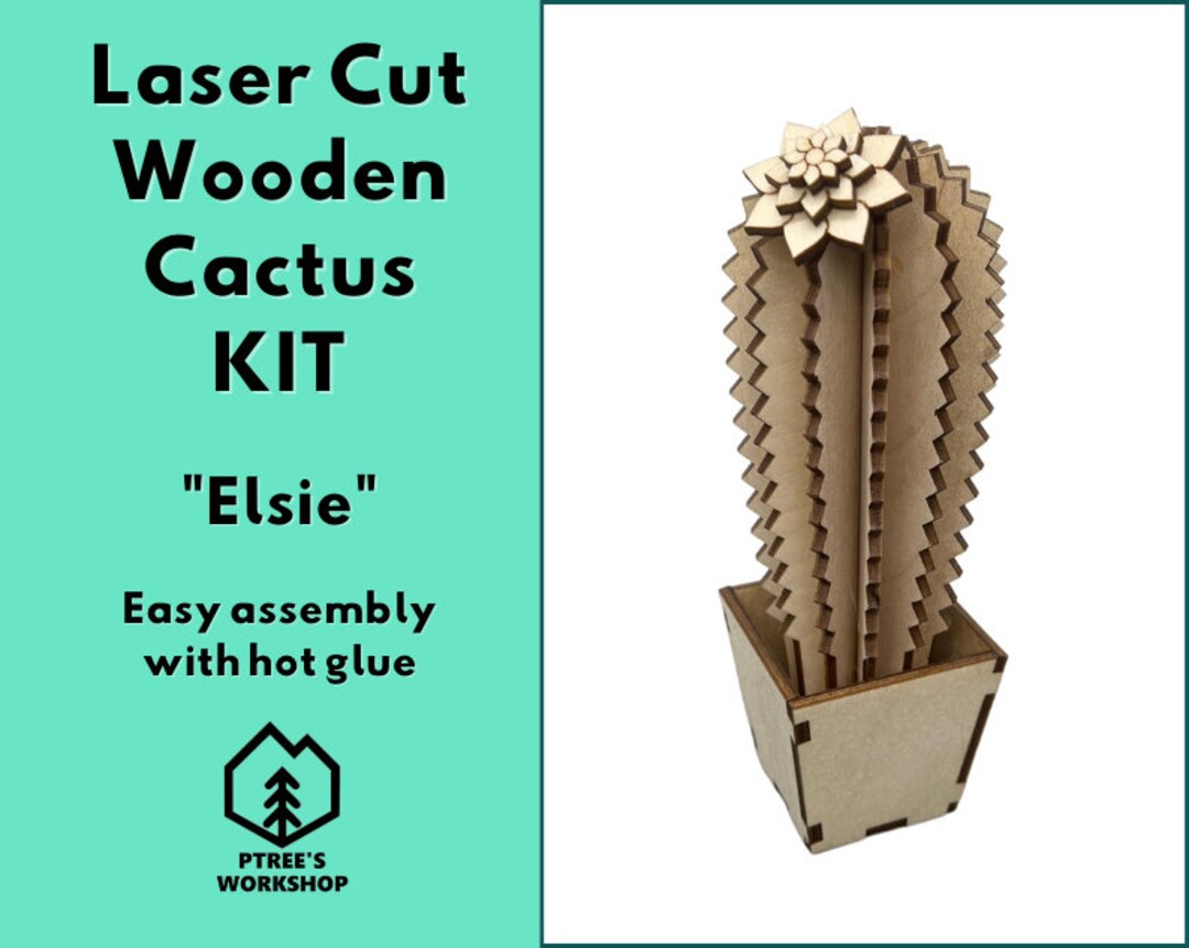 Laser Cut Wooden Cactus DIY Kit | Elsie - Etsy