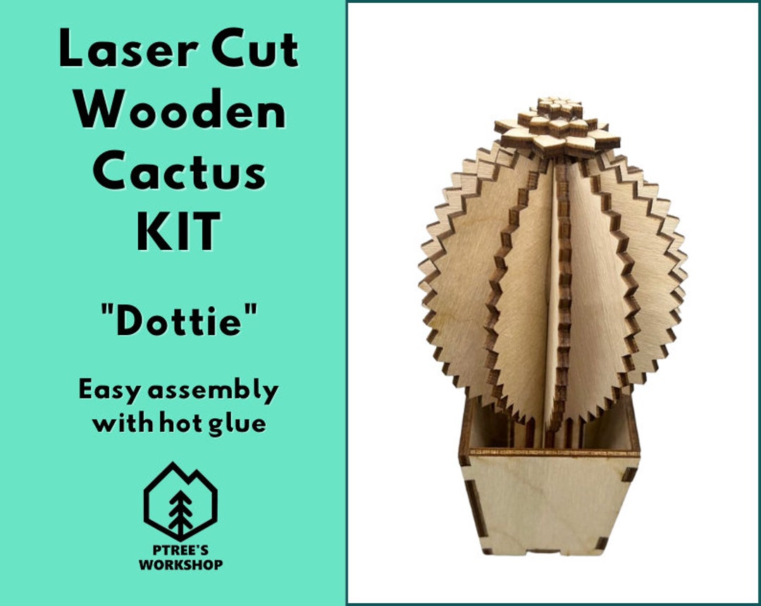 Laser Cut Wooden Cactus DIY Kit | Dottie - Etsy