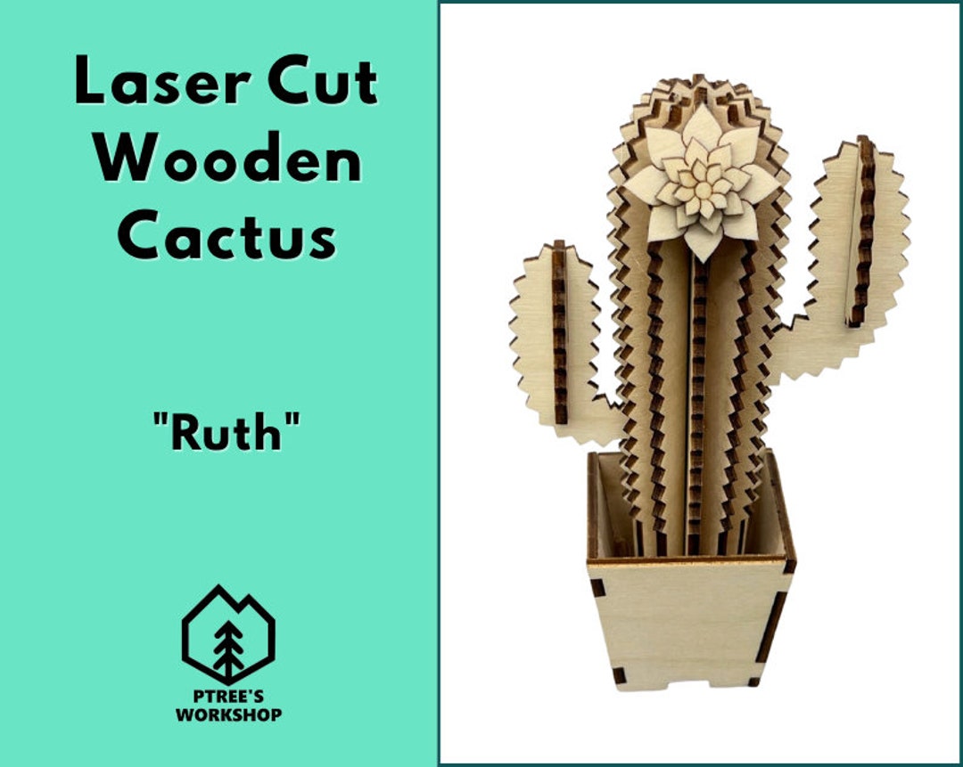 Laser Cut Wooden Cactus | Ruth - Etsy
