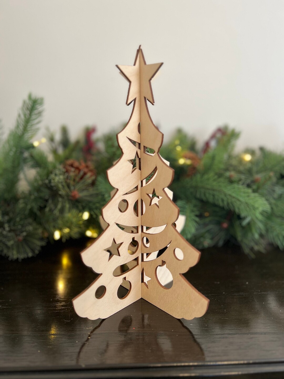 Laser Cut Wooden Christmas Tree | Star and Ornament - Etsy