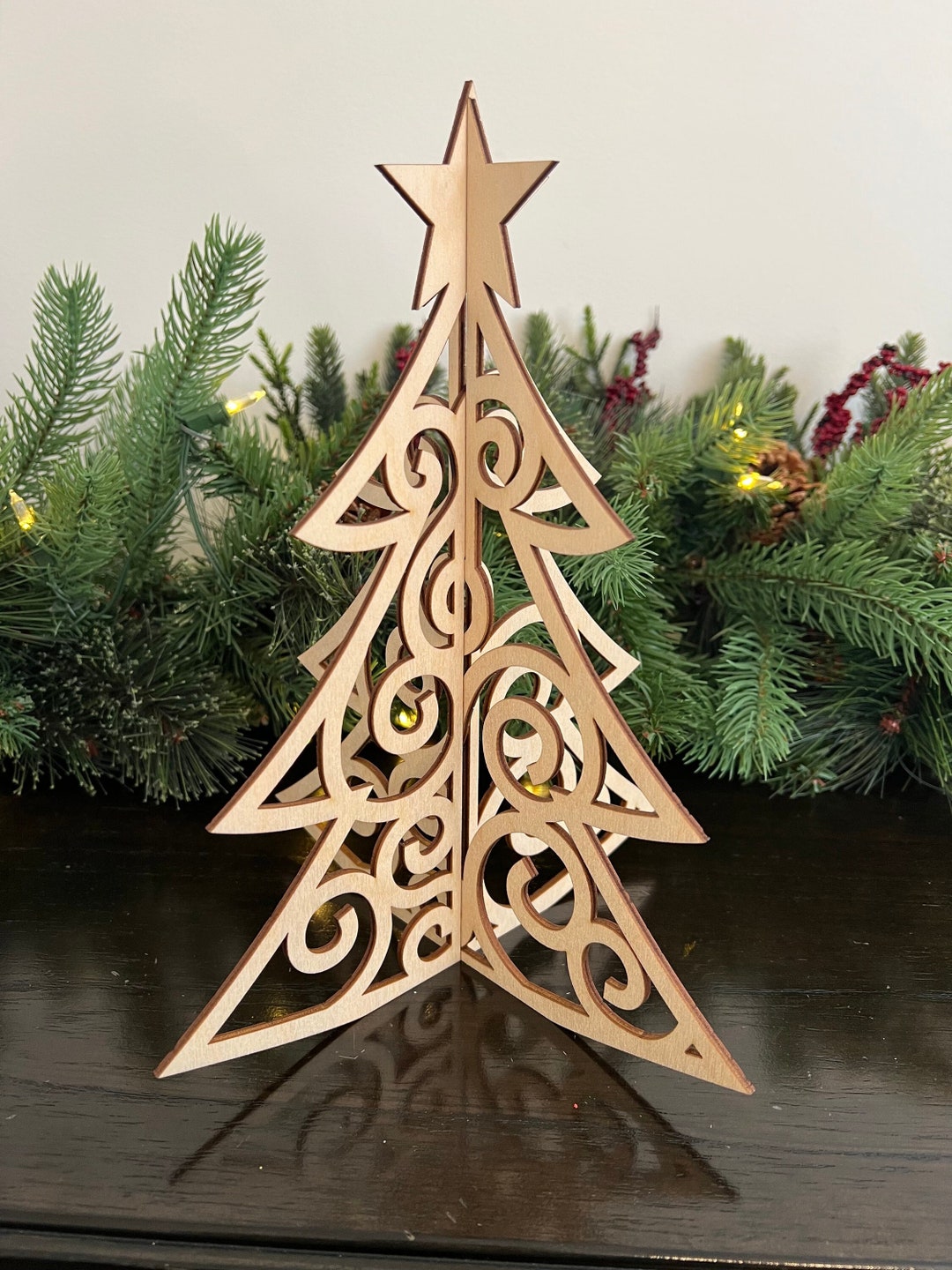 Laser Cut Wooden Christmas Tree | Swirl - Etsy