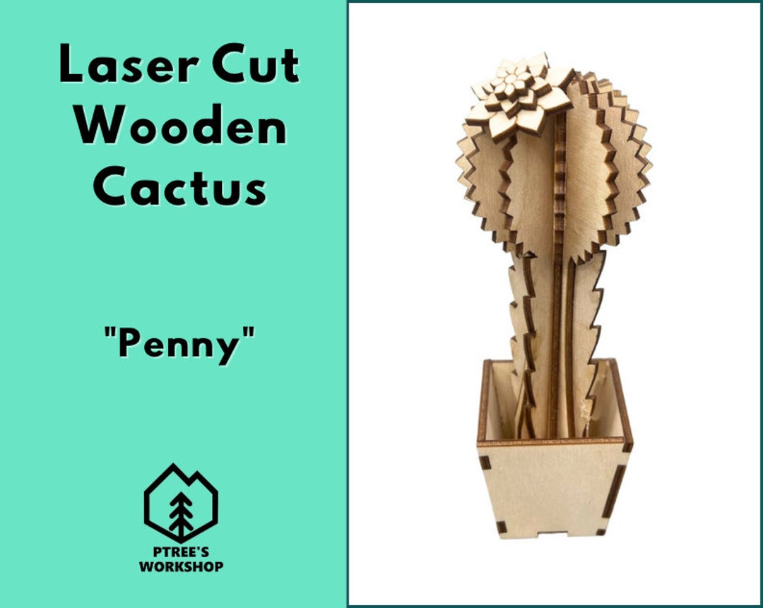 Laser Cut Wooden Cactus | Penny - Etsy