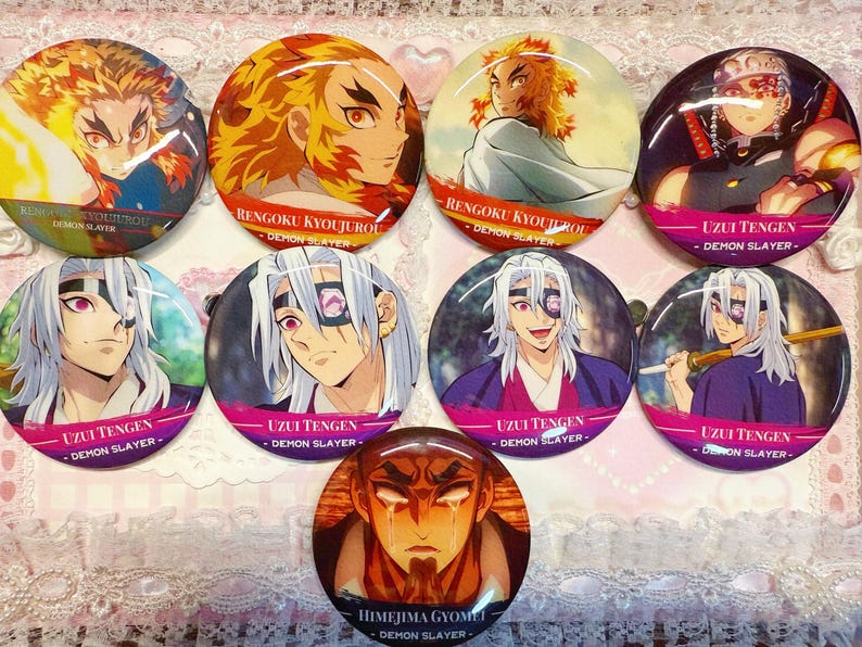 Kimetsu No Yaiba Demon Slayer Hashira Metal Can Badges - 58mm Pins ...
