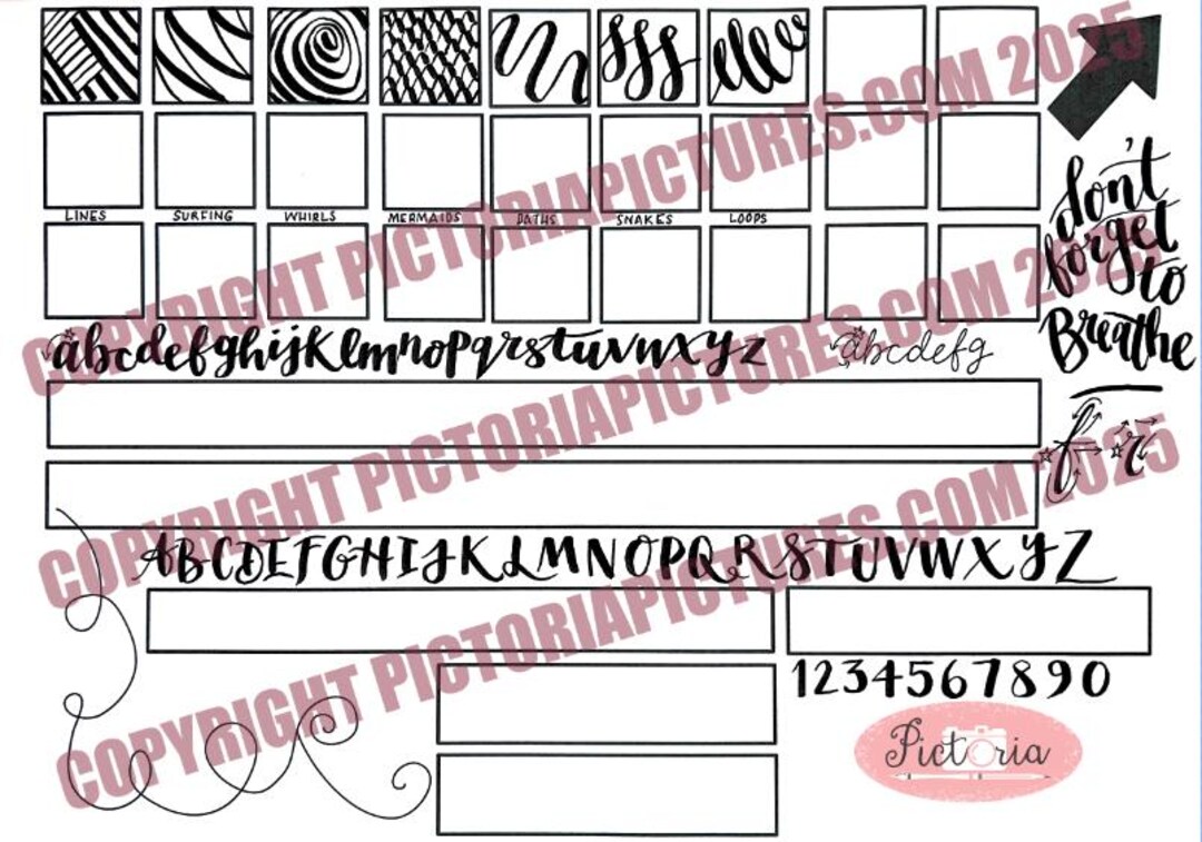 Printable Calligraphy Practice Sheets - Brush Lettering Practice Worksheets - Modern Lettering ...