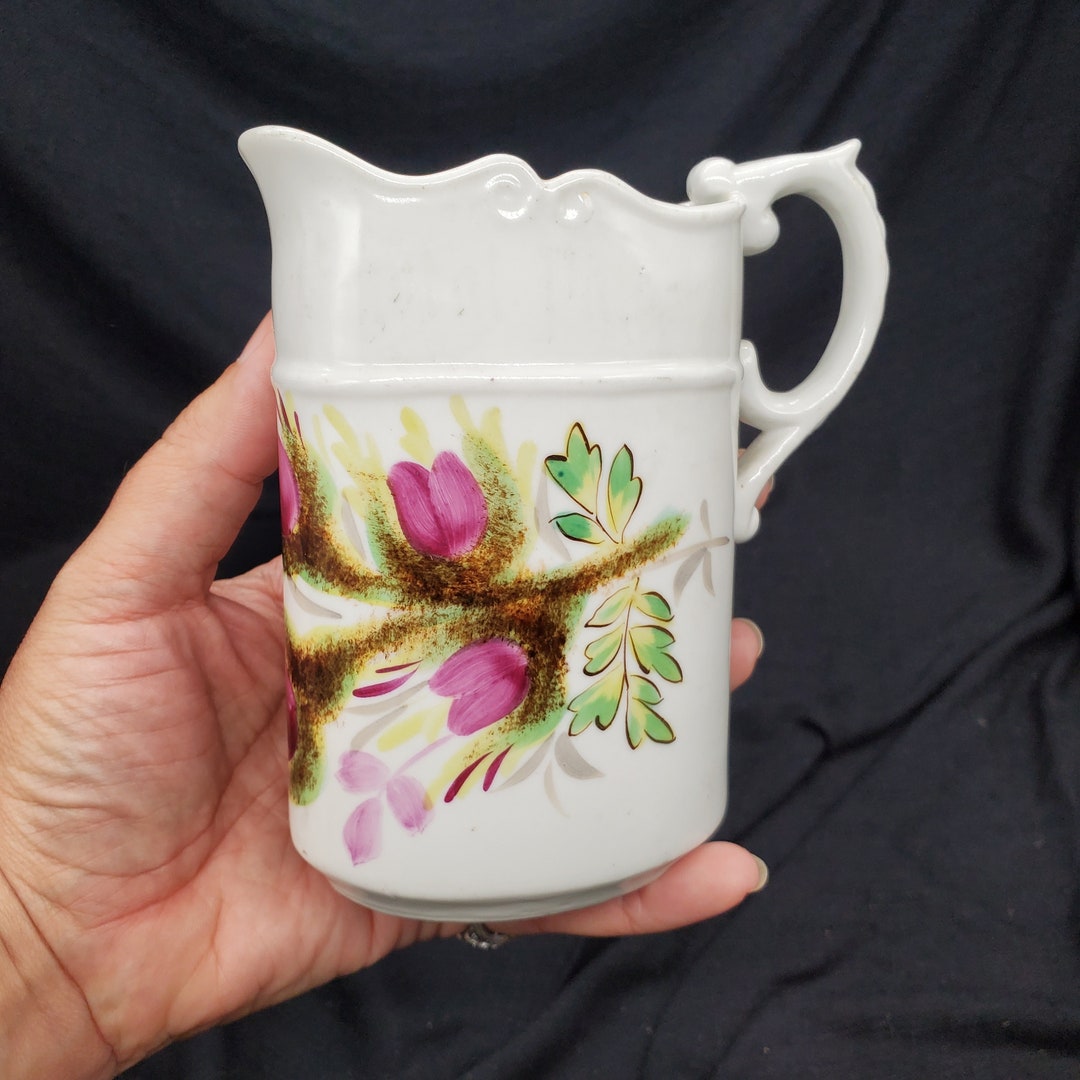 Vintage German Ceramic Pitcher for Milk or Cream, Oval Shape, Makes a ...