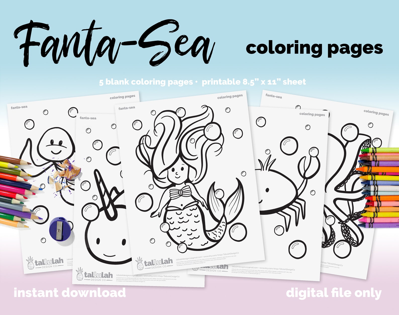 Fanta-sea Printable Coloring Pages - Etsy New Zealand