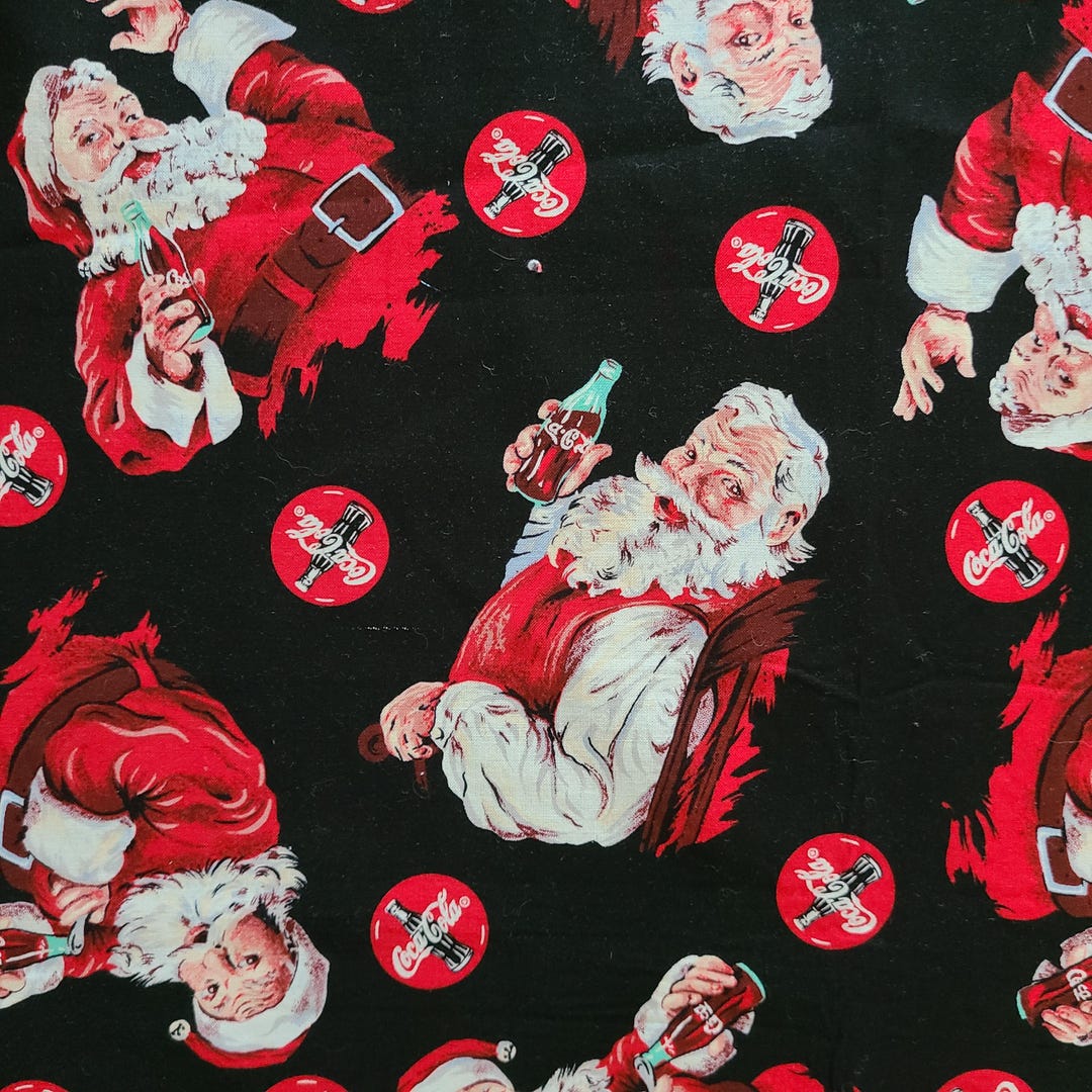 Coca Cola Santa FQ Cotton Fabric, Santa Claus VTG Holiday Crafting ...