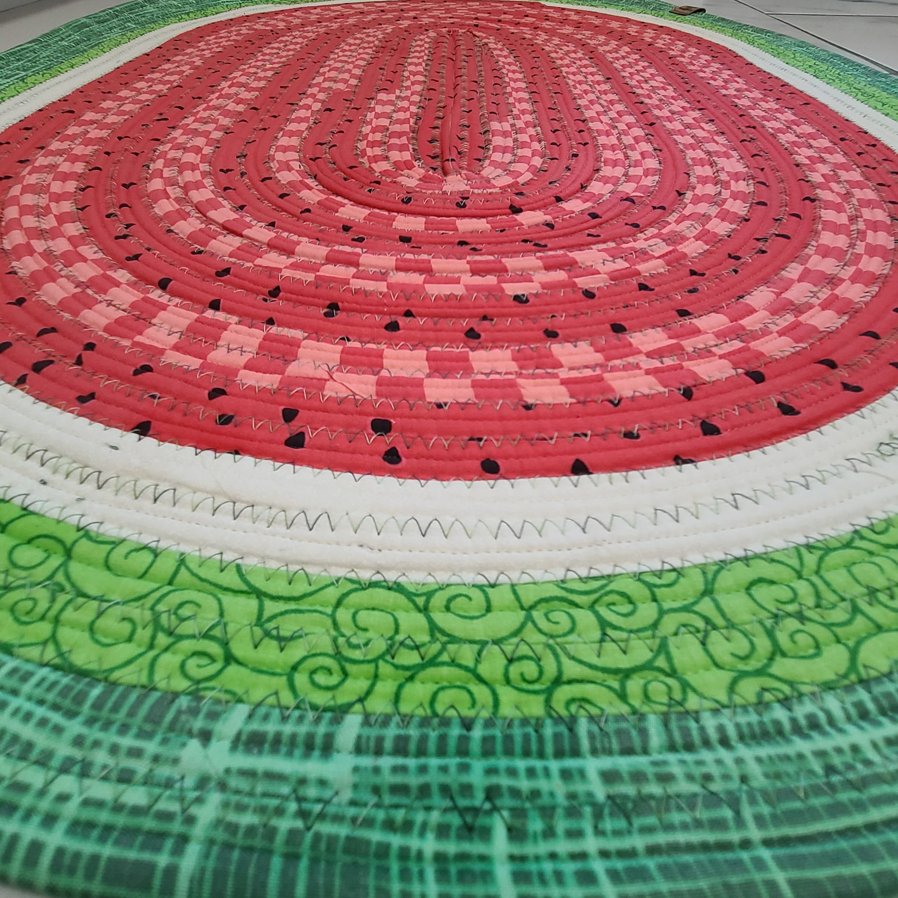 Watermelon Rug, Watermelon Design Jelly Roll Rug, Pink Cream and Green ...