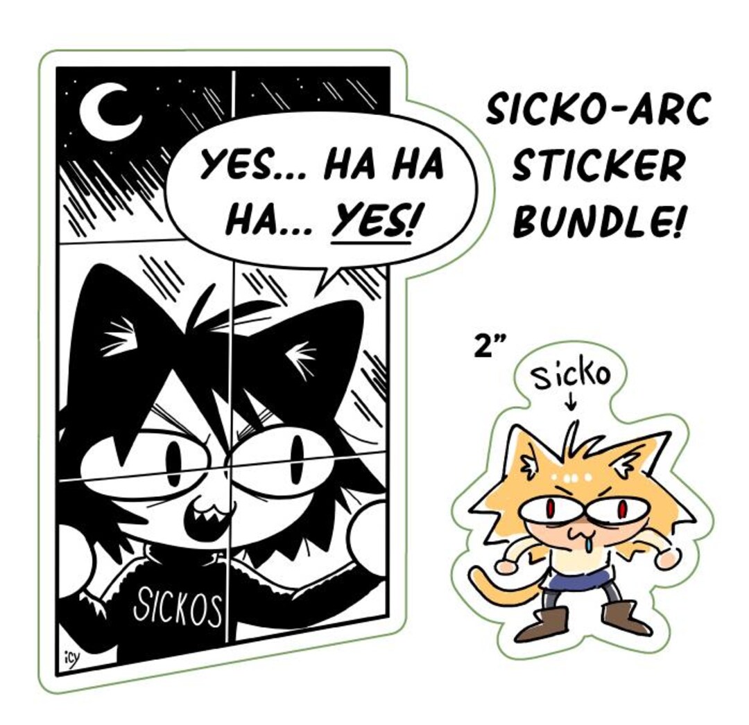 PRE-ORDER: Sicko-arc Sticker Bundle - 4" and 2" Matte Stickers - Etsy