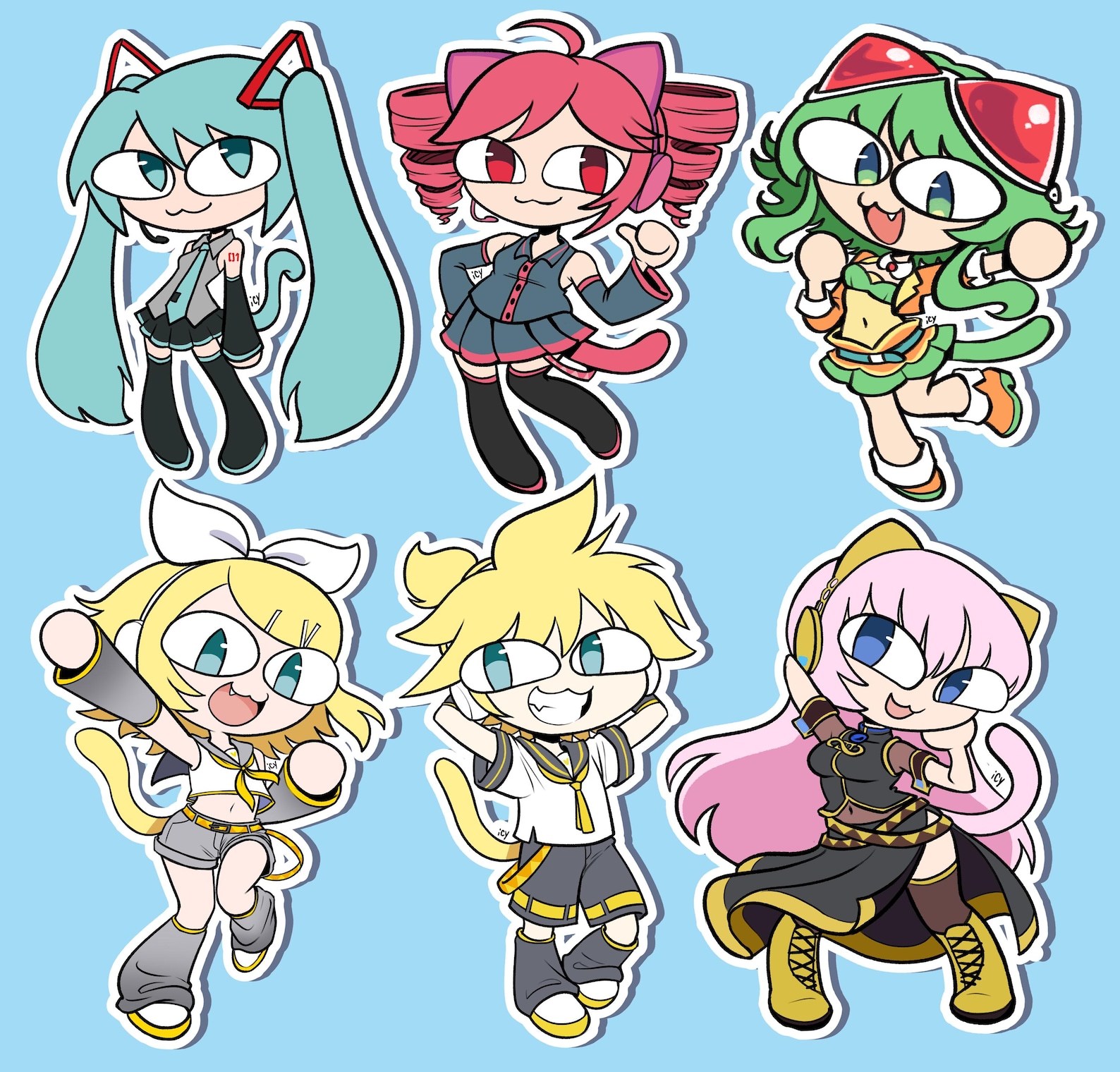 Neko Vocaloid Stickers 3-4" Matte Vinyl Stickers - Etsy