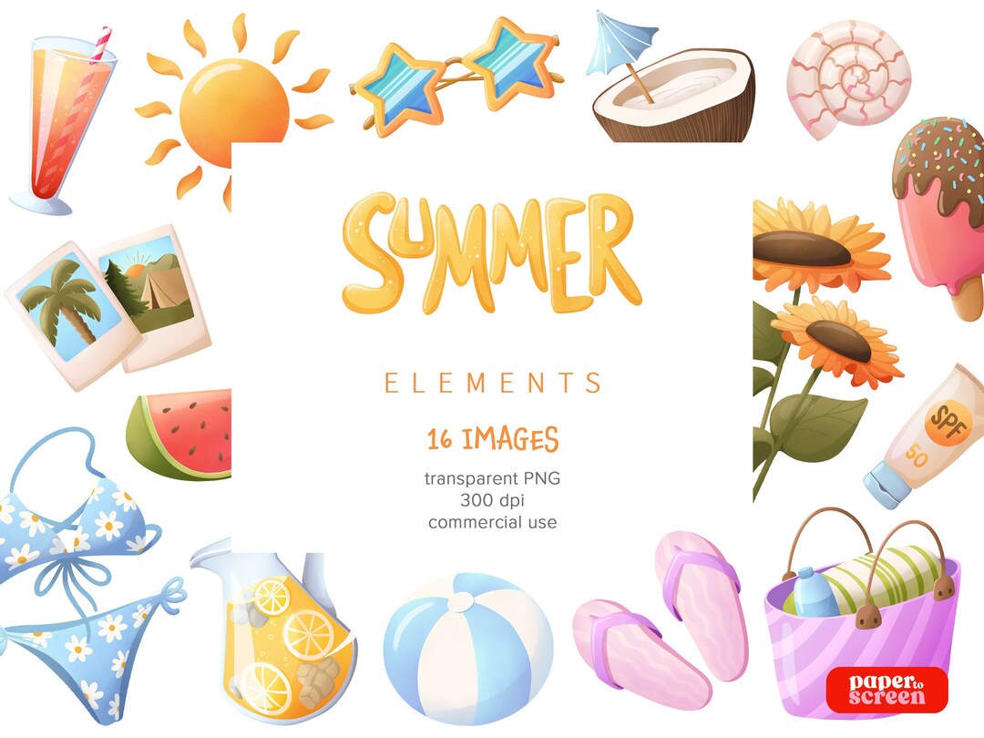Summer Clipart PNG Summer Instant Download Commercial USE Beach Ball ...
