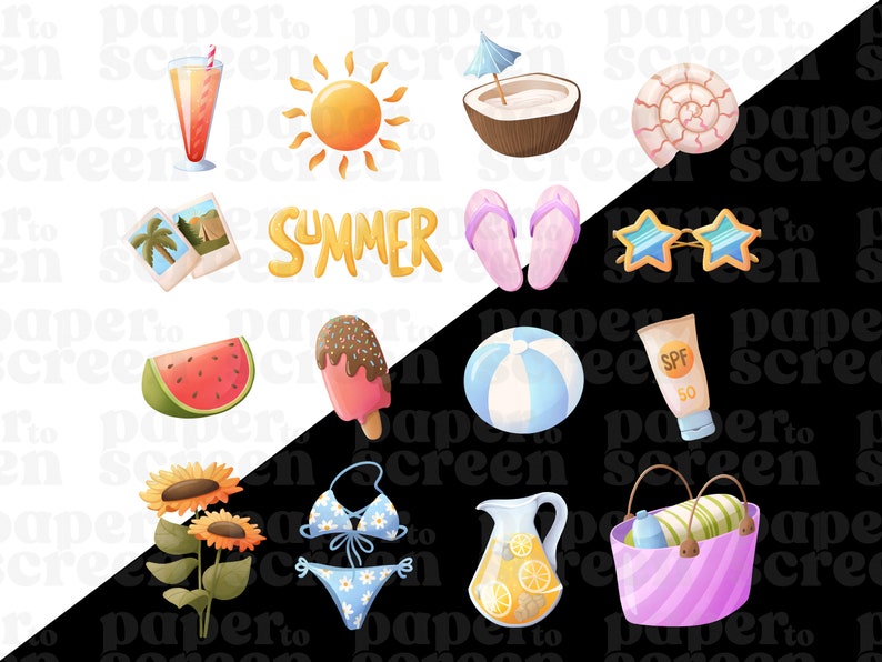Summer Clipart PNG Summer Instant Download Commercial USE Beach Ball ...