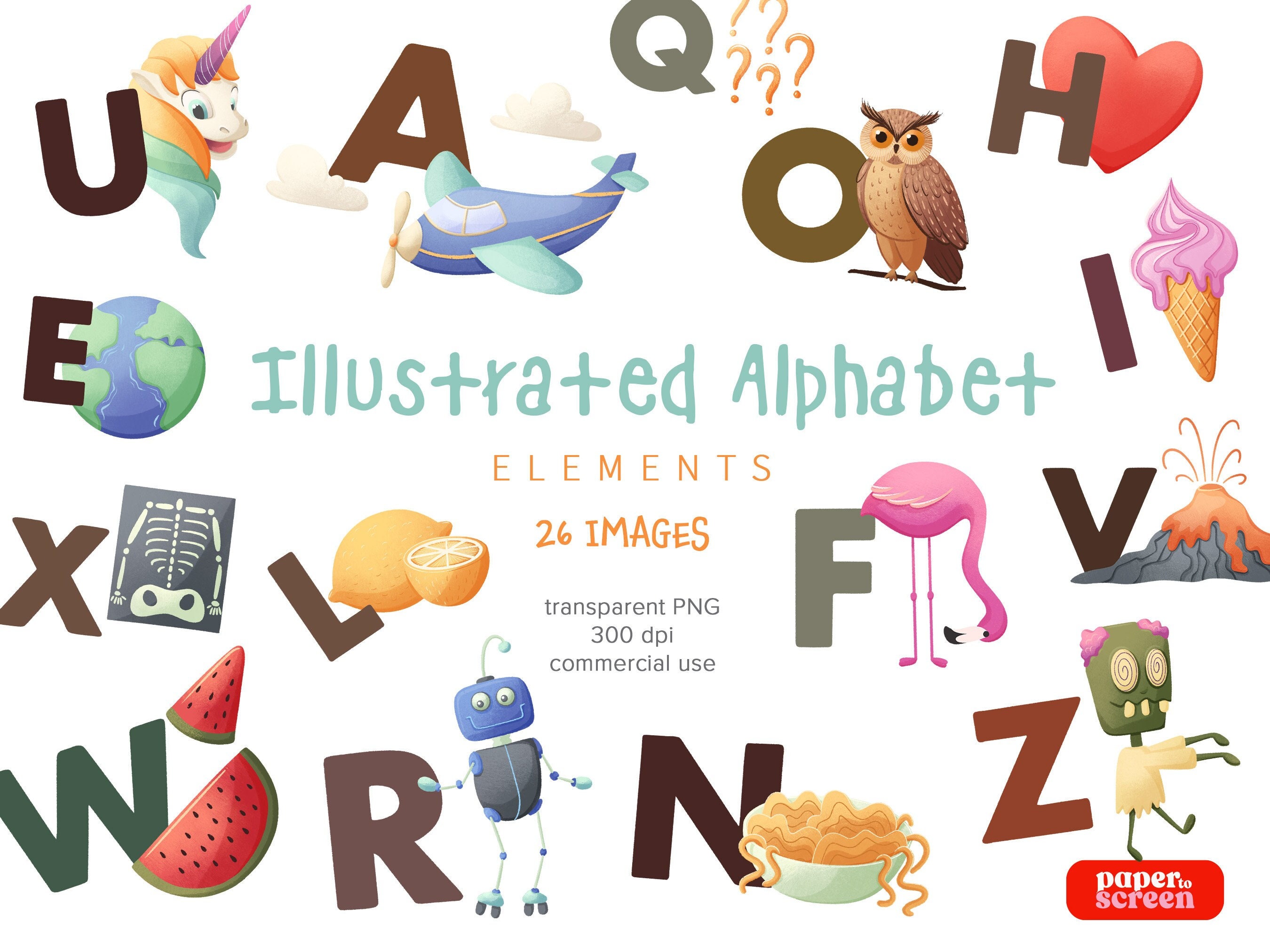Alphabet Clipart PNG Illustrated Alphabet School Clipart Alphabet ...