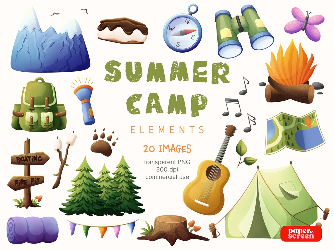 Summer Camp Clipart PNG Summer Camp Instant Download Kids Summer Camp ...