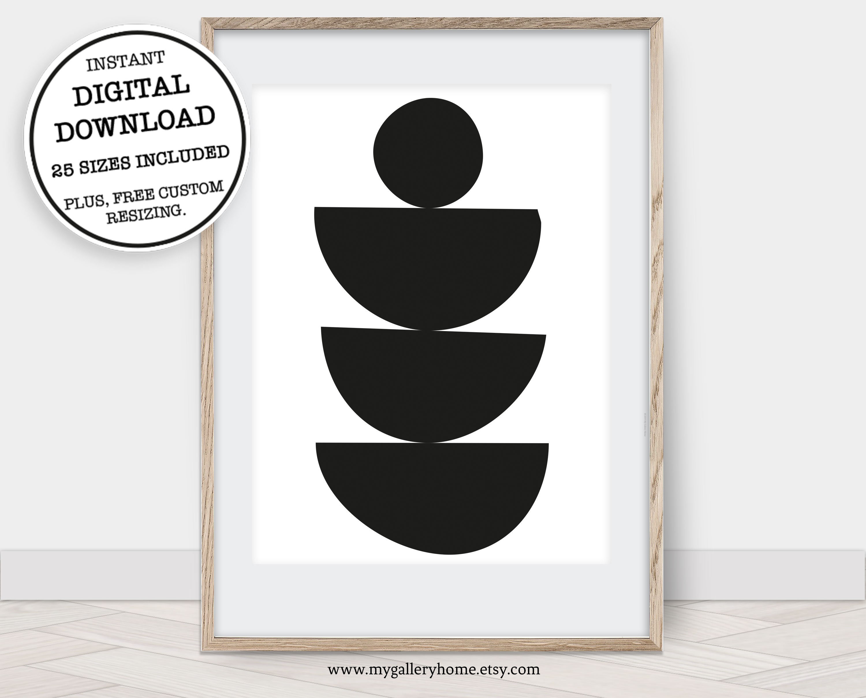 Black Abstract Shapes Printable Abstract Art Modern Wall Art Home Decor ...