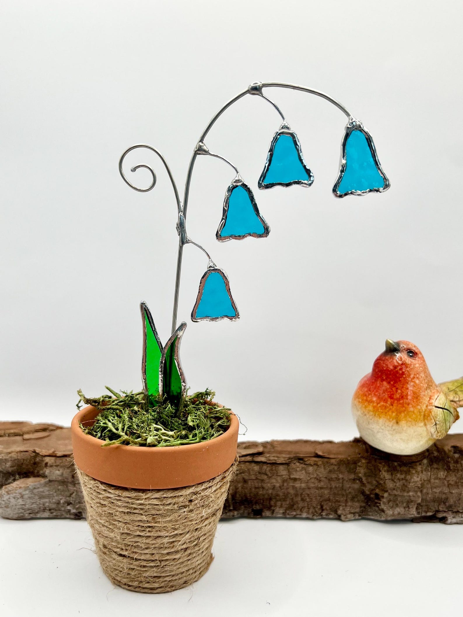 Bluebell Stained-glass Flowers in Clay Pot/windowsill Decoration ...