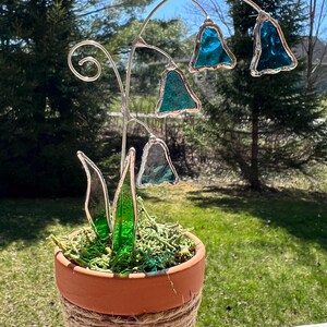 Bluebell Stained-glass Flowers in Clay Pot/windowsill Decoration ...