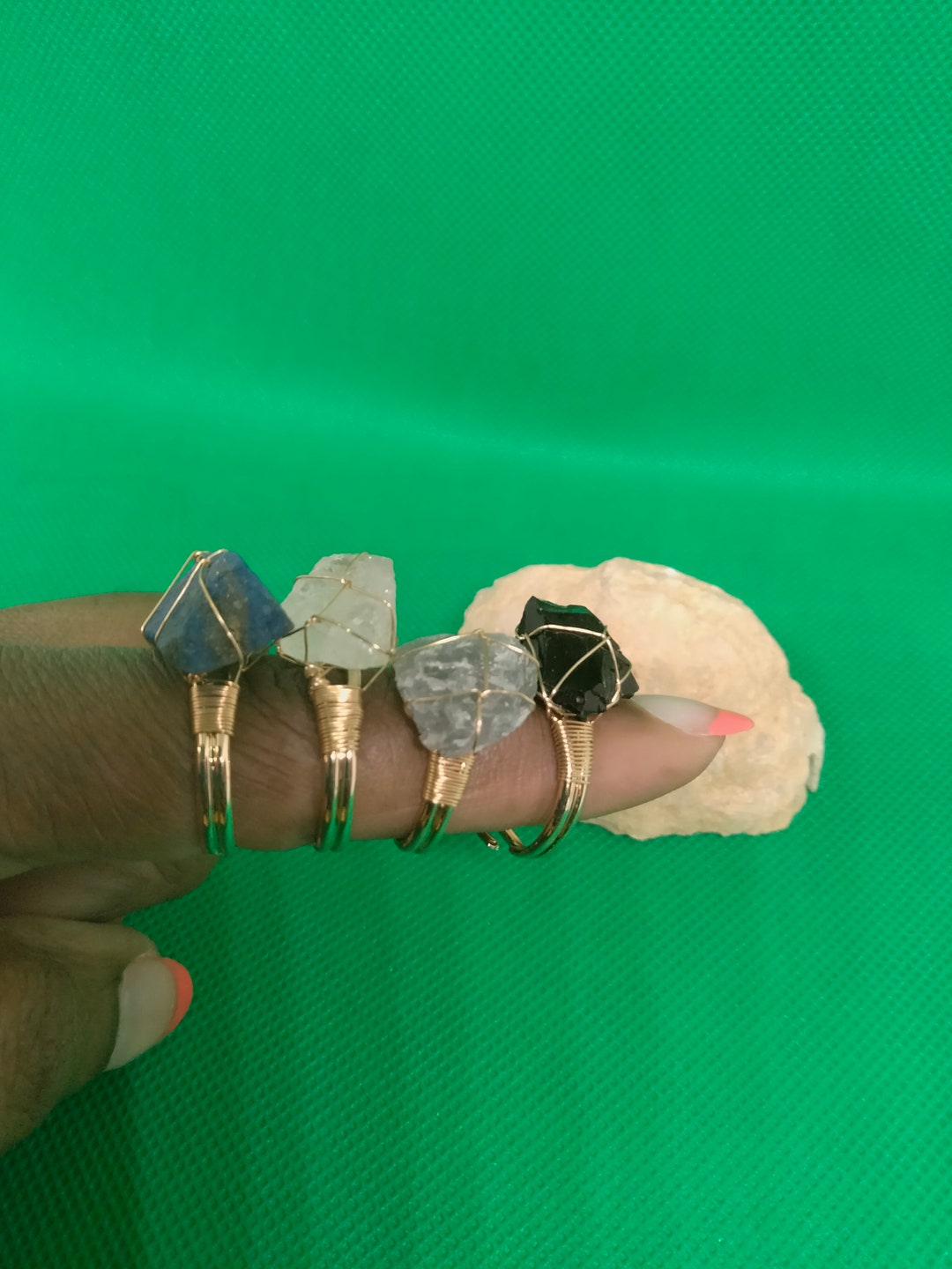 Natural Raw Crystal Rings - Etsy