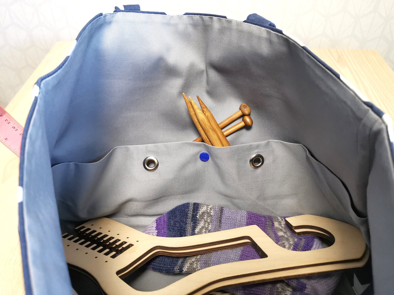 Clear Vinyl Pocket Knitting Organizer Knitting Project Bag Star Print ...