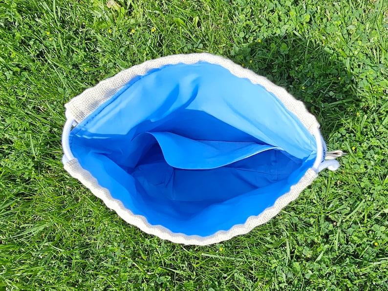 Knitting Project Bag Cat Face Print Knit Bowl Blue Project Bag Pockets ...