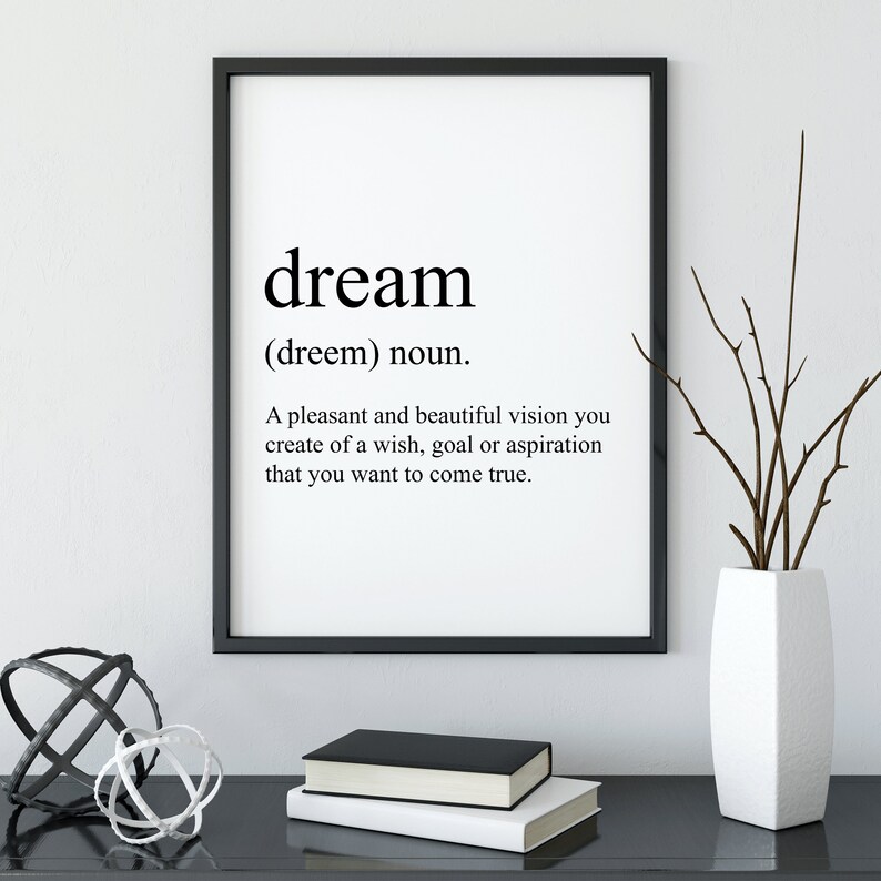 Dream Definition Printable Downloadable Home Decor Dream | Etsy