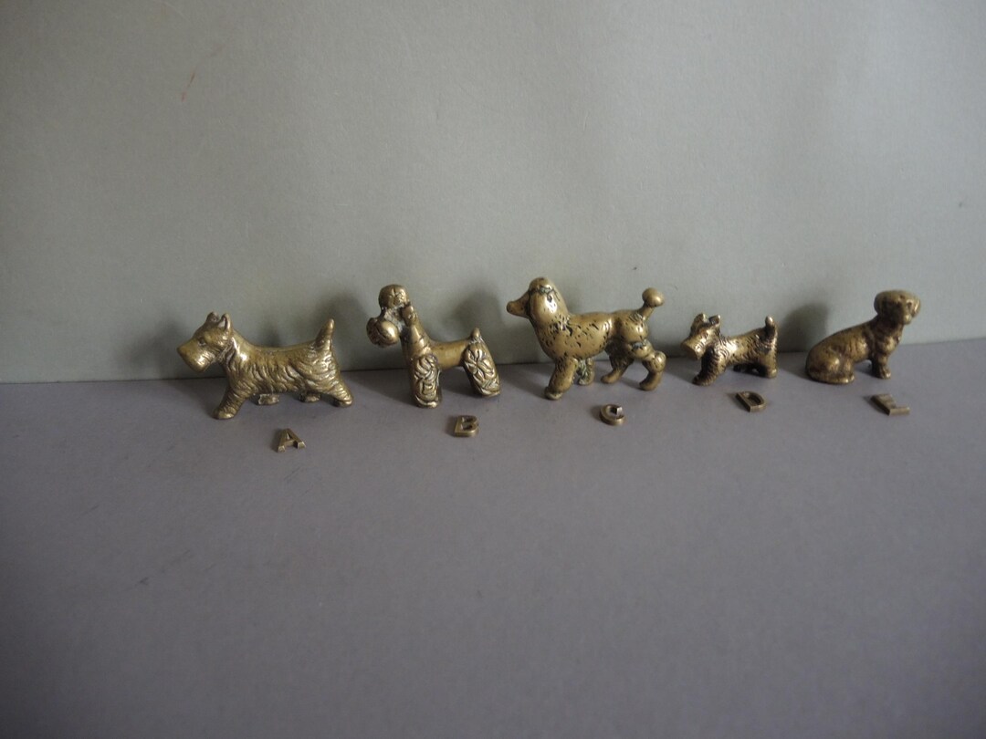 ONE!!! Vintage Solid Brass Small Dog Figurine / Housewares / Library ...
