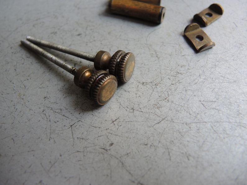 Set of Antique Brass Head Clock Movement Mount Long Fixation Screws ...