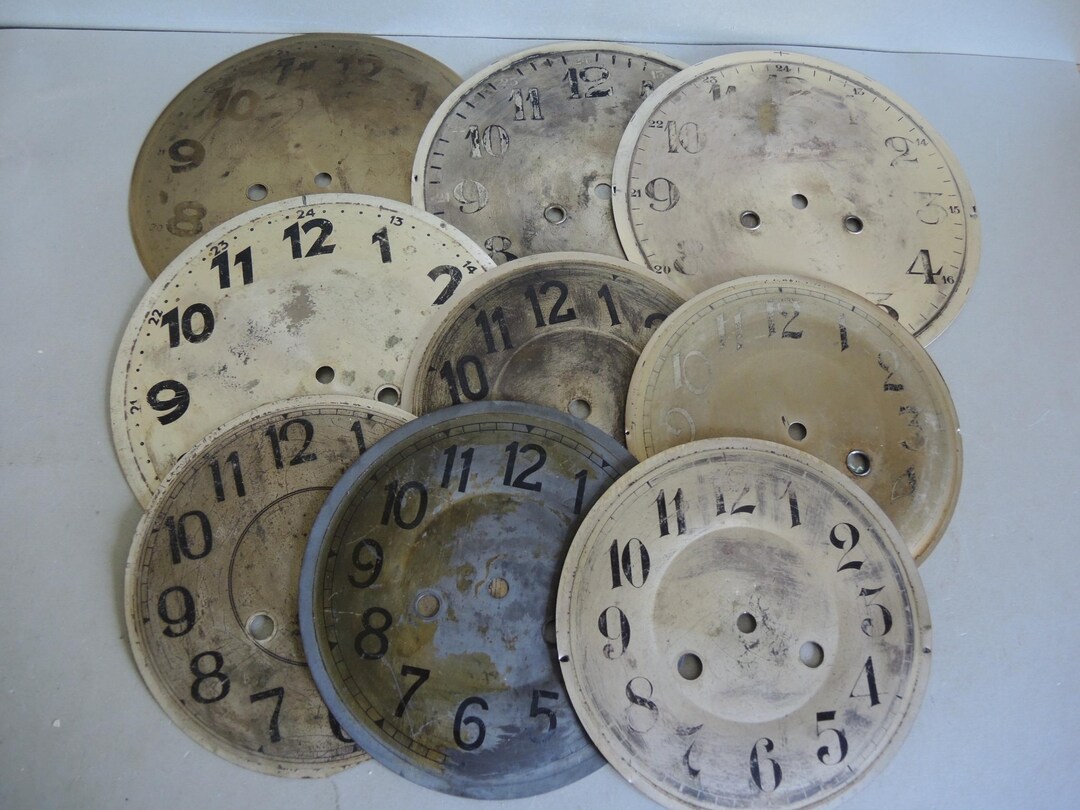 Job Lot Set of 9 Antique German Wall Clock Brass Metal Dial / German ...