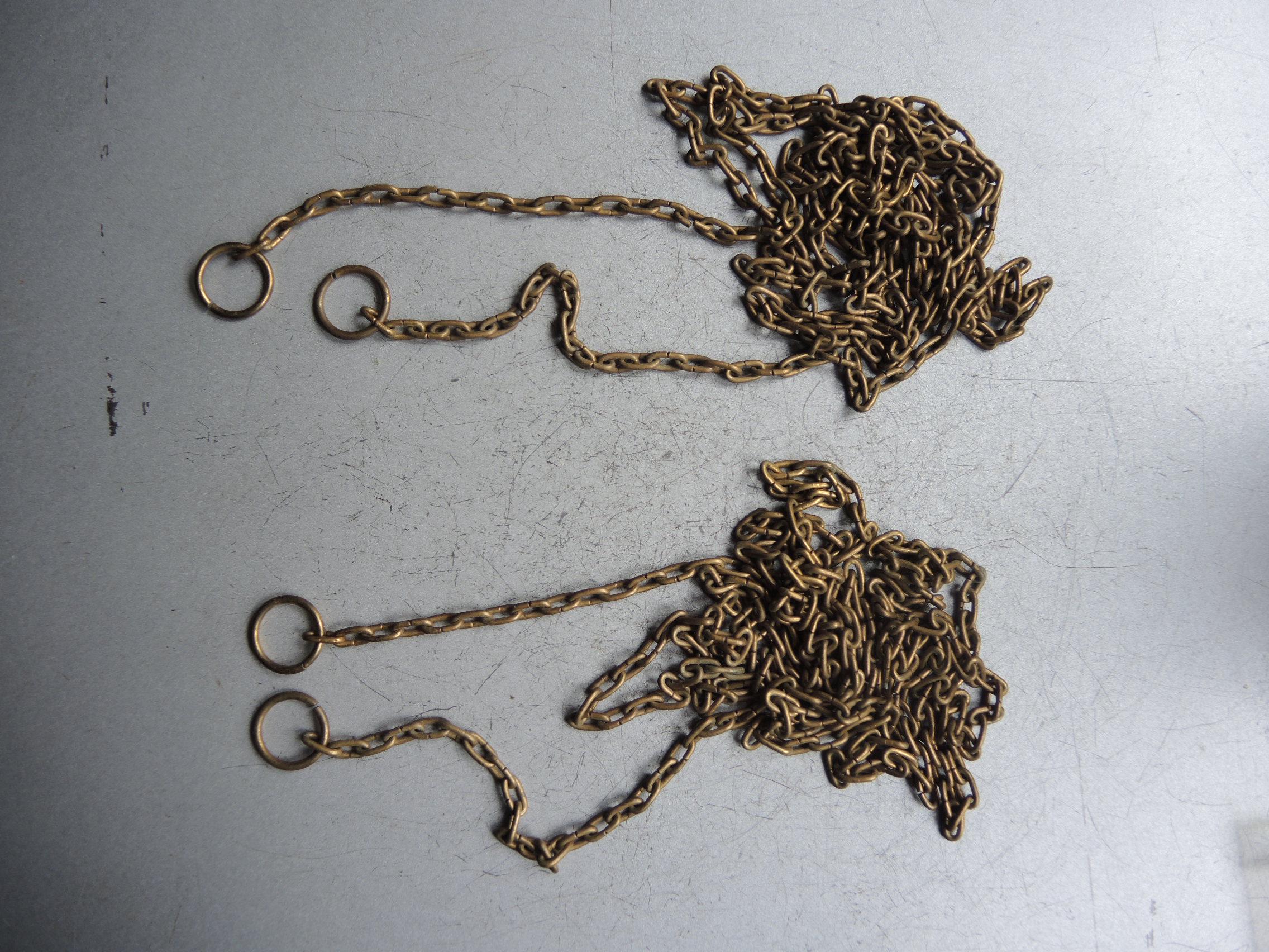 Set of 2 Vintage Solid Brass Chains for Weights / Cuckoo Clock Weights / Black Forest Clock ...